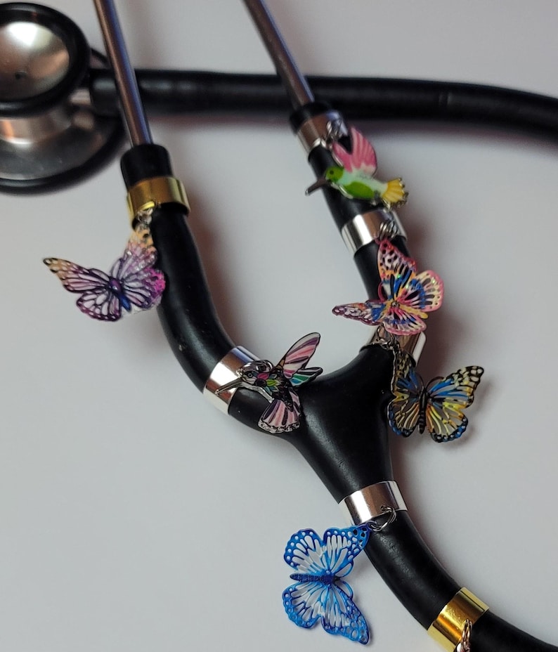Butterfly & Hummingbird Stethoscope Tag, Pediatric Charm - Etsy