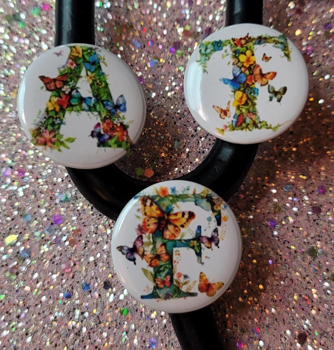 Butterflies INITIALS Stethoscope Charm/badge BEAUTIFUL Detailed ...