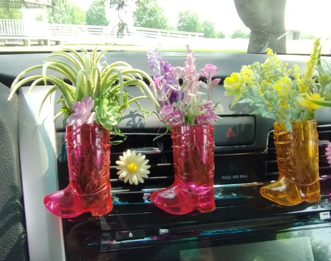 Car Air FRESHENER 1 COWBOY BOOT Succulent Plant & a Free Daisy Vent ...