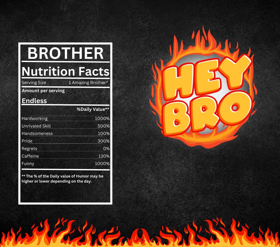 HEY BRO Design | Brother Facts Label | Brotherly Love | Skinny Tumbler ...