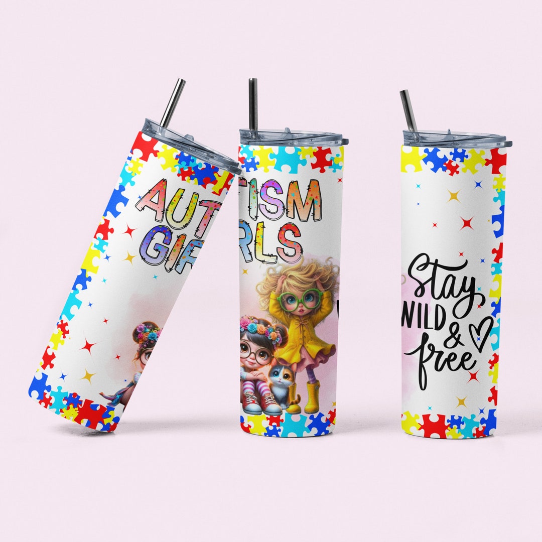 Autism Girls Skinny Tumbler Wrap ASD Design Autism Acceptance Mug ...