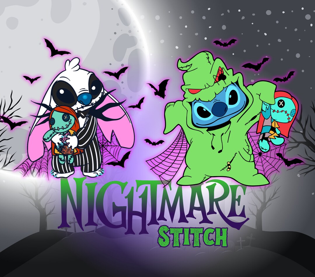 Nightmare Stitch Halloween Tumbler Wrap: Skeleton & Boogie PNG (digital ...