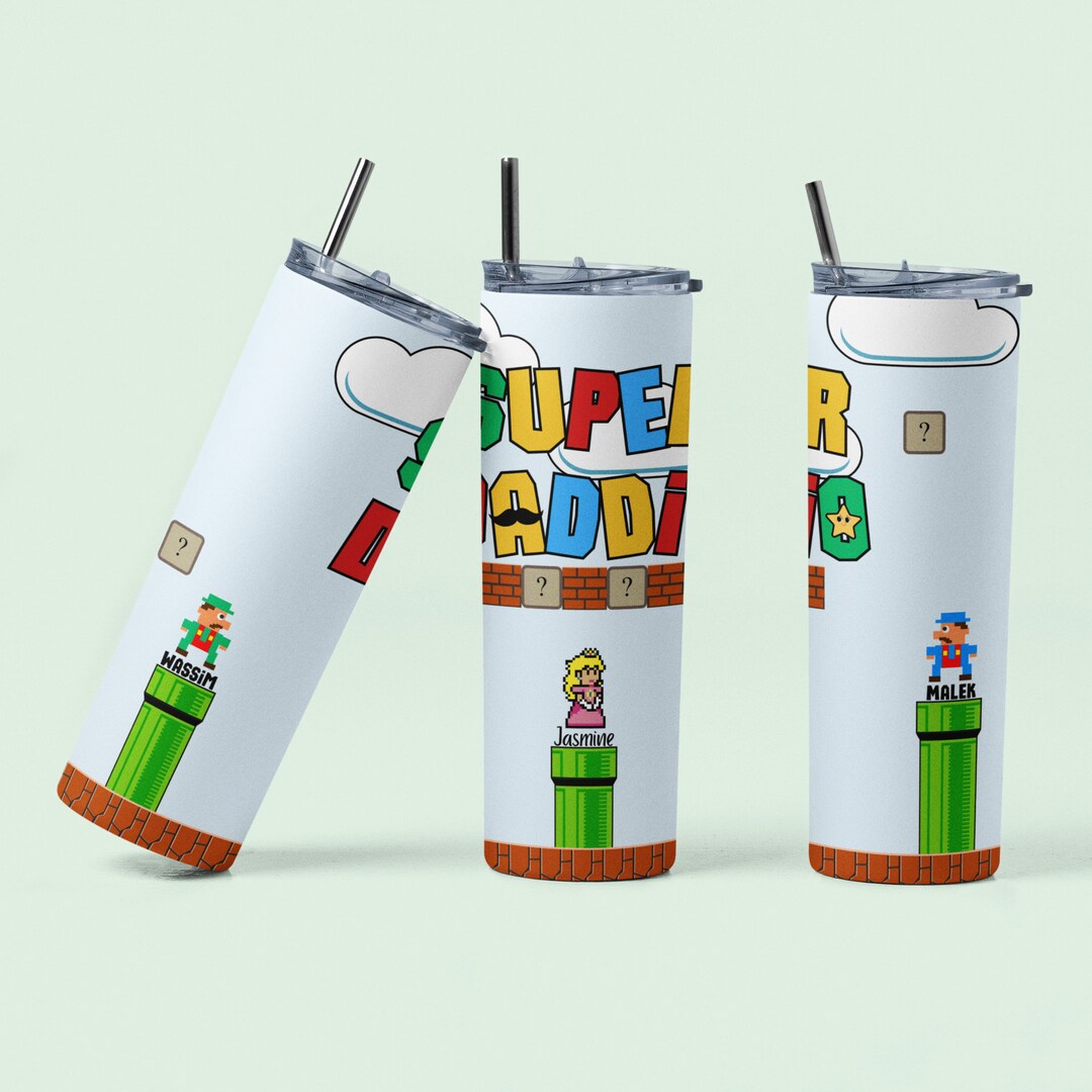 Customizable Super Dad Design Father's Day Skinny Tumbler Wrap Dad Mug ...