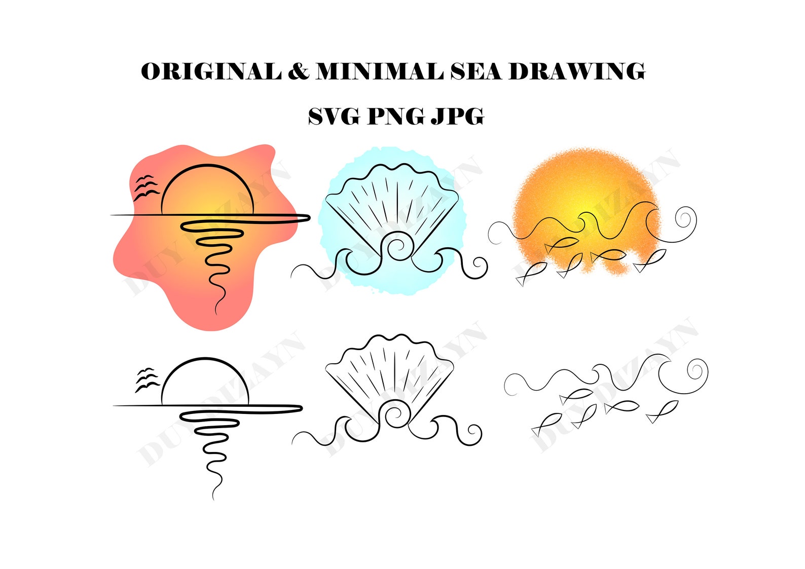 Nautical Drawing SVG, Minimal and Original Seascape Digital Art , Svg ...