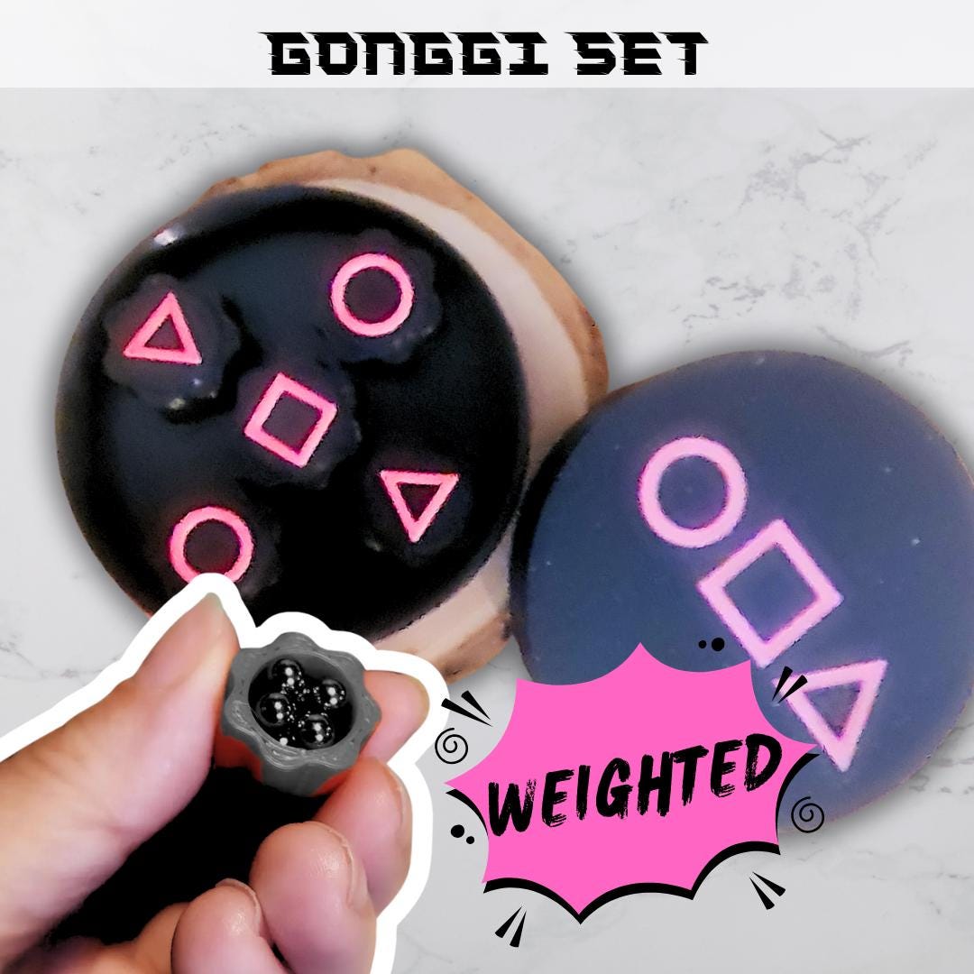 Weighted Gonggi Set- Black and Pink Color Combo - Squid Game Inspired ...