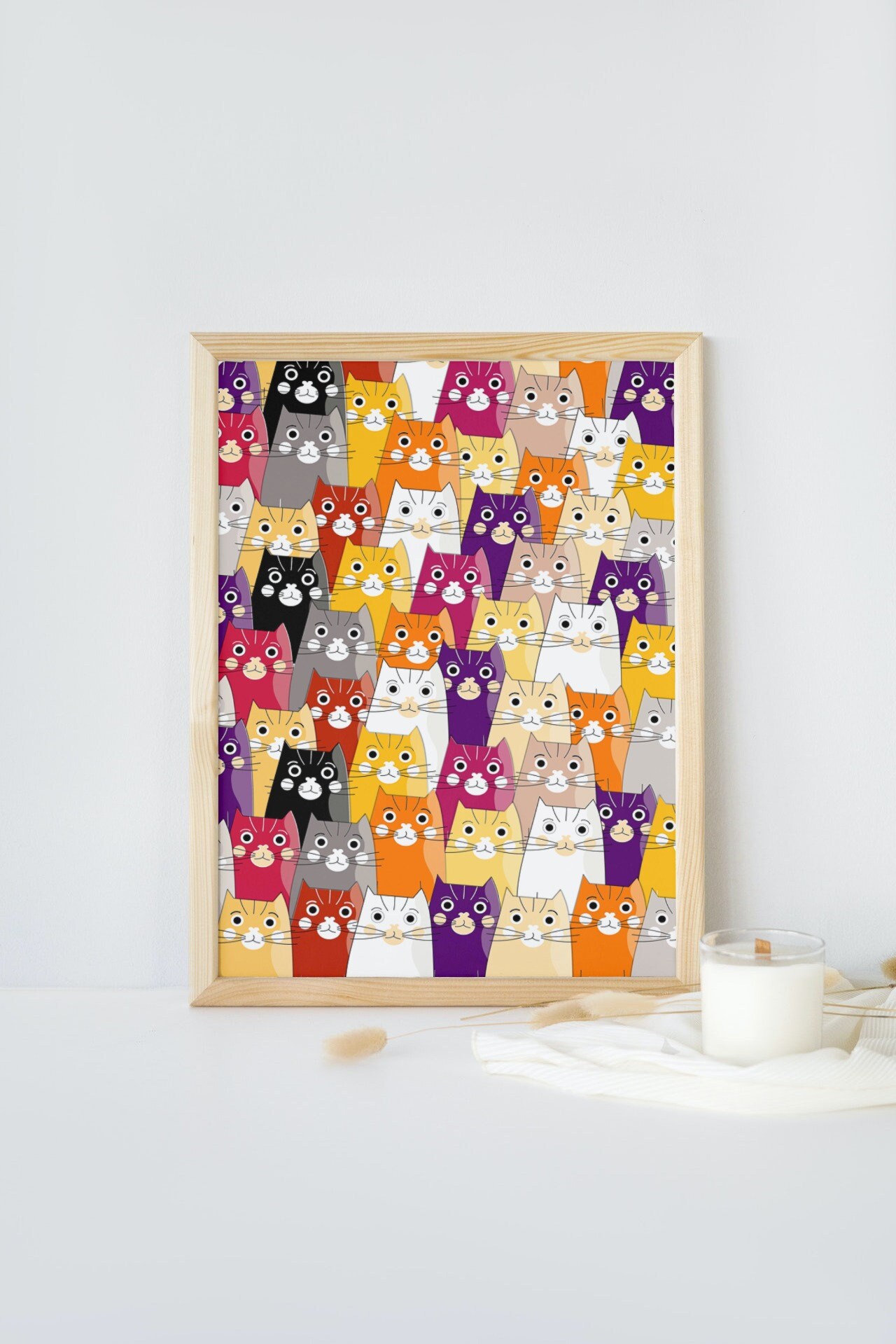 Cats Digital Art | Printable Poster for Cat Lovers | Minimal Drawing ...