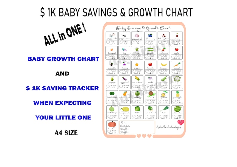 Baby Fund Planner With Growth Chart, Expecting Baby Savings Tracker Printable, Baby Growth Chart ...