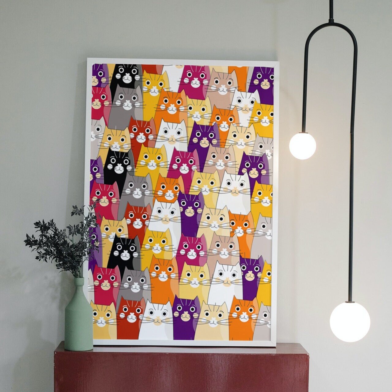 Cats Digital Art | Printable Poster for Cat Lovers | Minimal Drawing ...