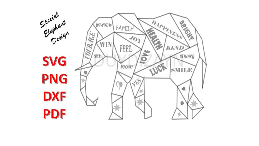 Geometric Elephant Design With Best Wishes / Lucky Elephant Digital ...