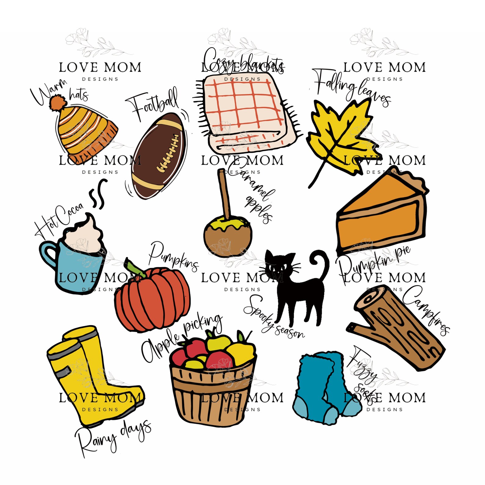 Fall Doodle Art, PNG, Sublimation Design - Etsy