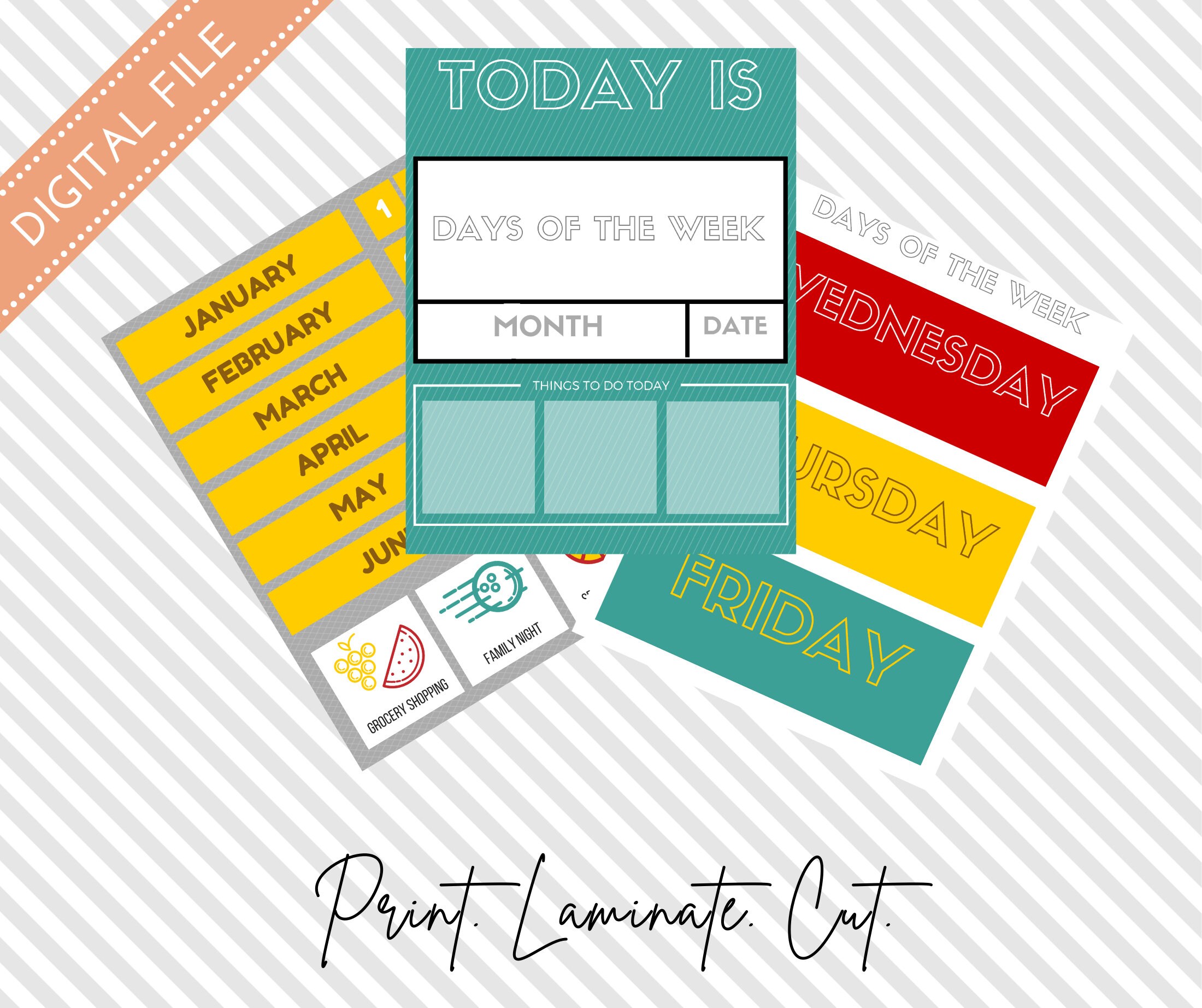 Printable Children's Chore Chart, Daily Routine, Classroom Calendar ...