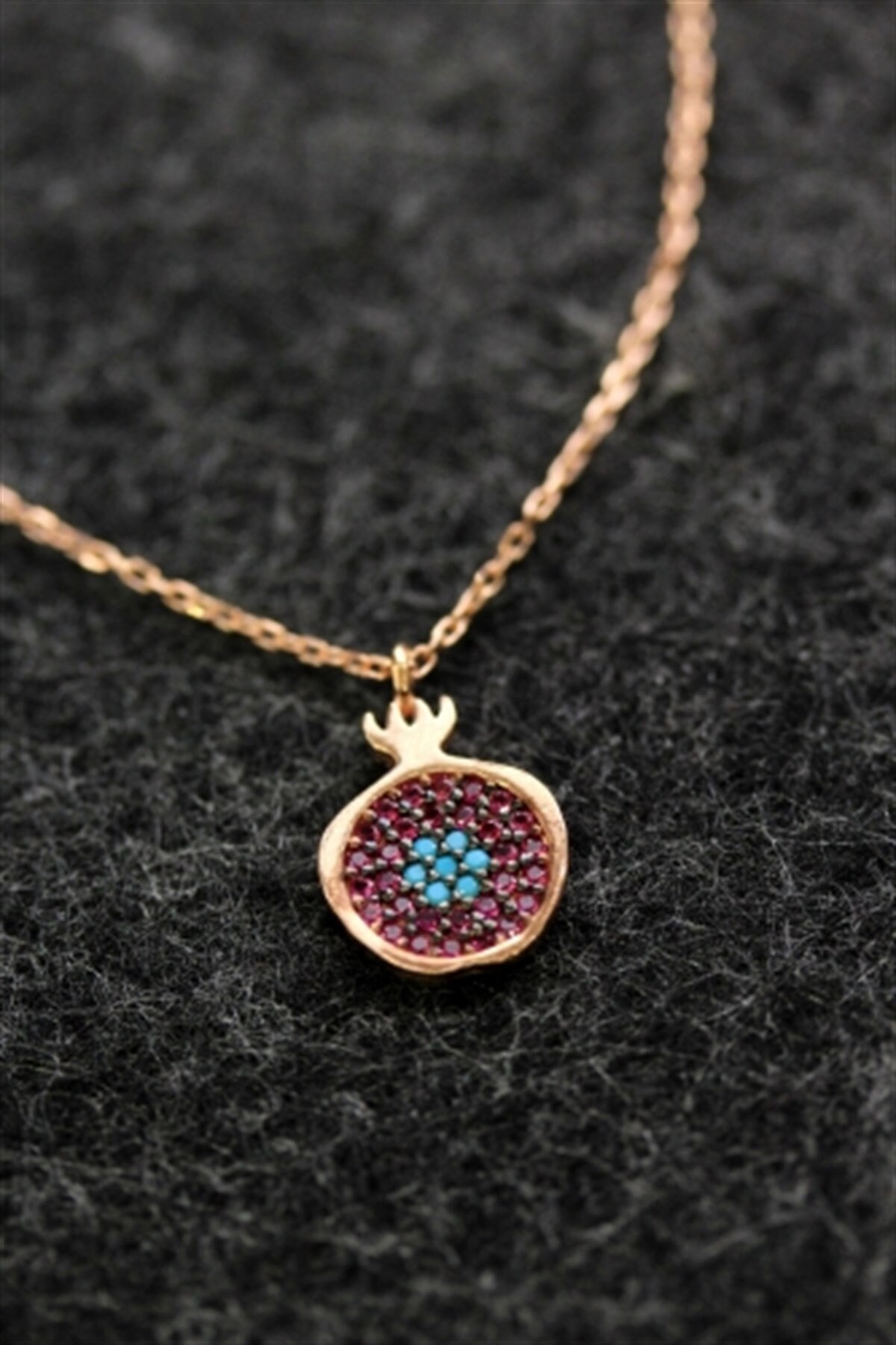 Pomegranate Pendant Necklace ,18 CT Rose Gold Vermeil on 925 Sterling ...