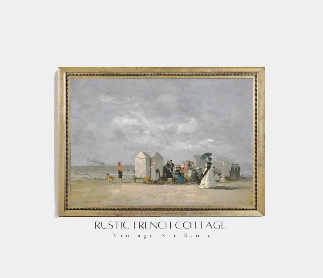 Vintage Beach Scene Print | Coastal Wall Art | Antique Seascape ...