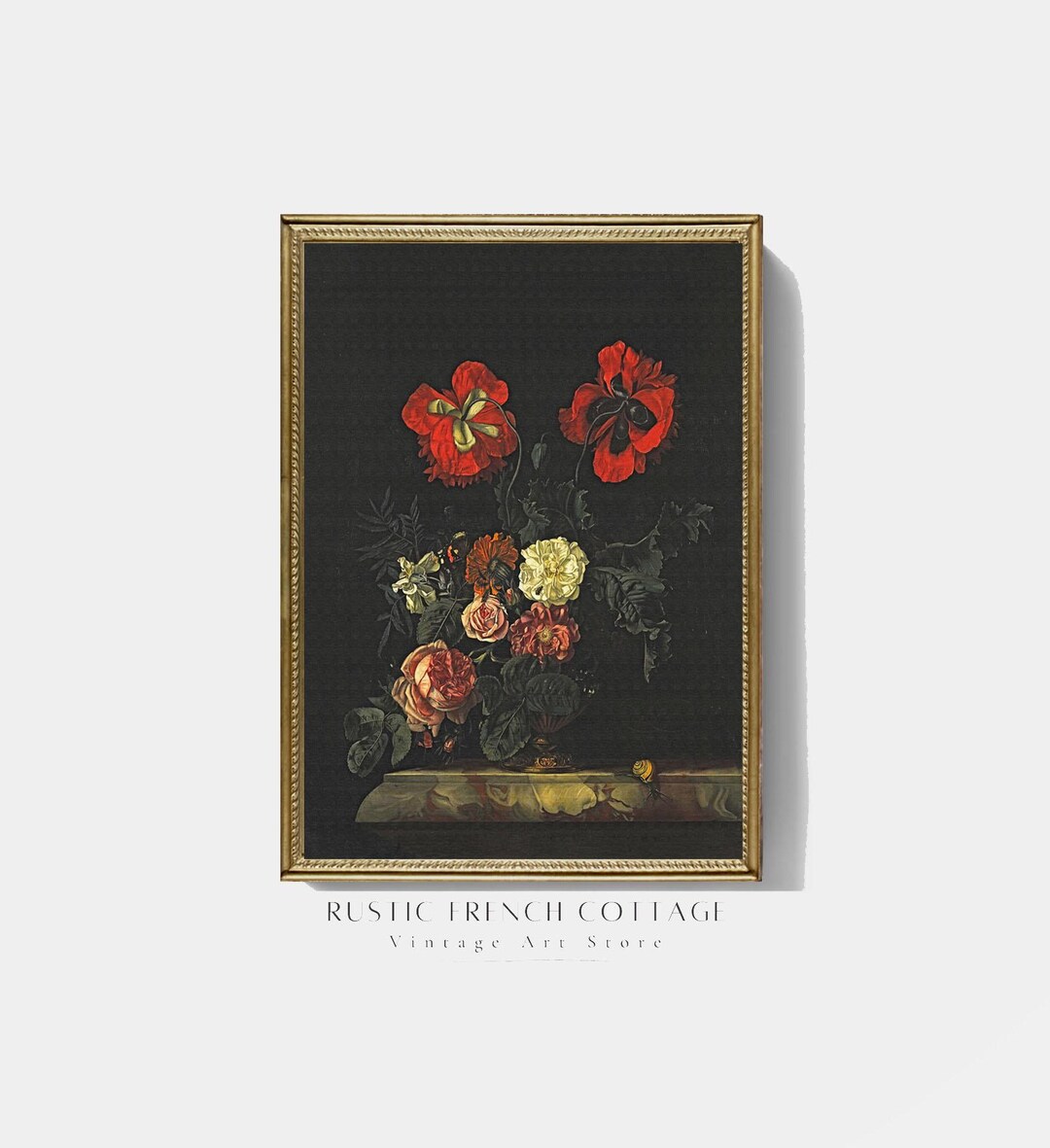 Dark Academia Floral Wall Art | Vintage European Still Life Bouquet ...
