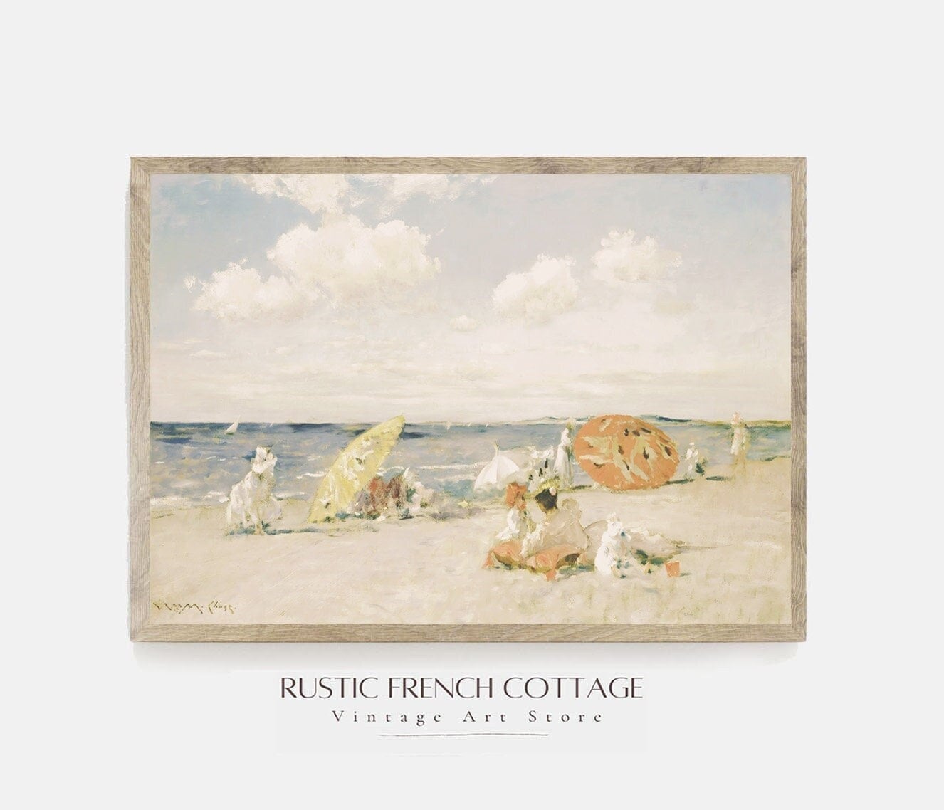 Retro Beach Scene Print Coastal Wall Art Antique Seascape - Etsy