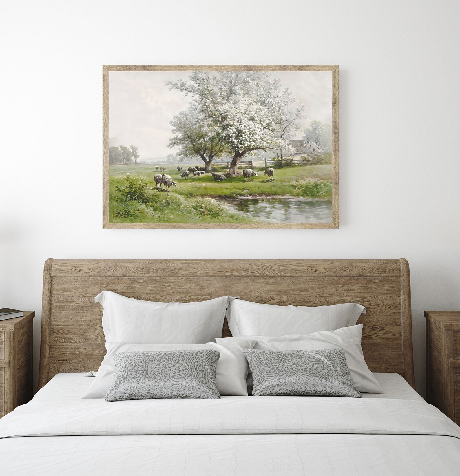 Spring Countryside Print Rustic Vintage Art Landscape With - Etsy