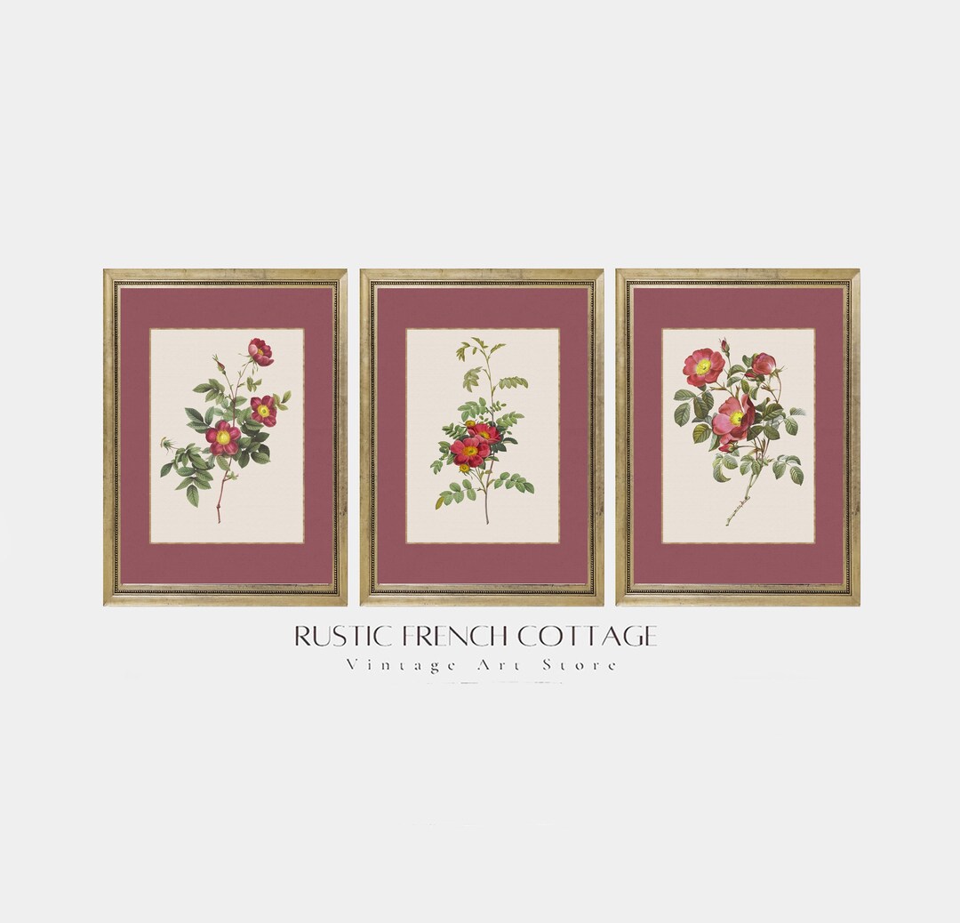 Rustic Red Roses Printable | Vintage Floral Download Art | Farmhouse ...