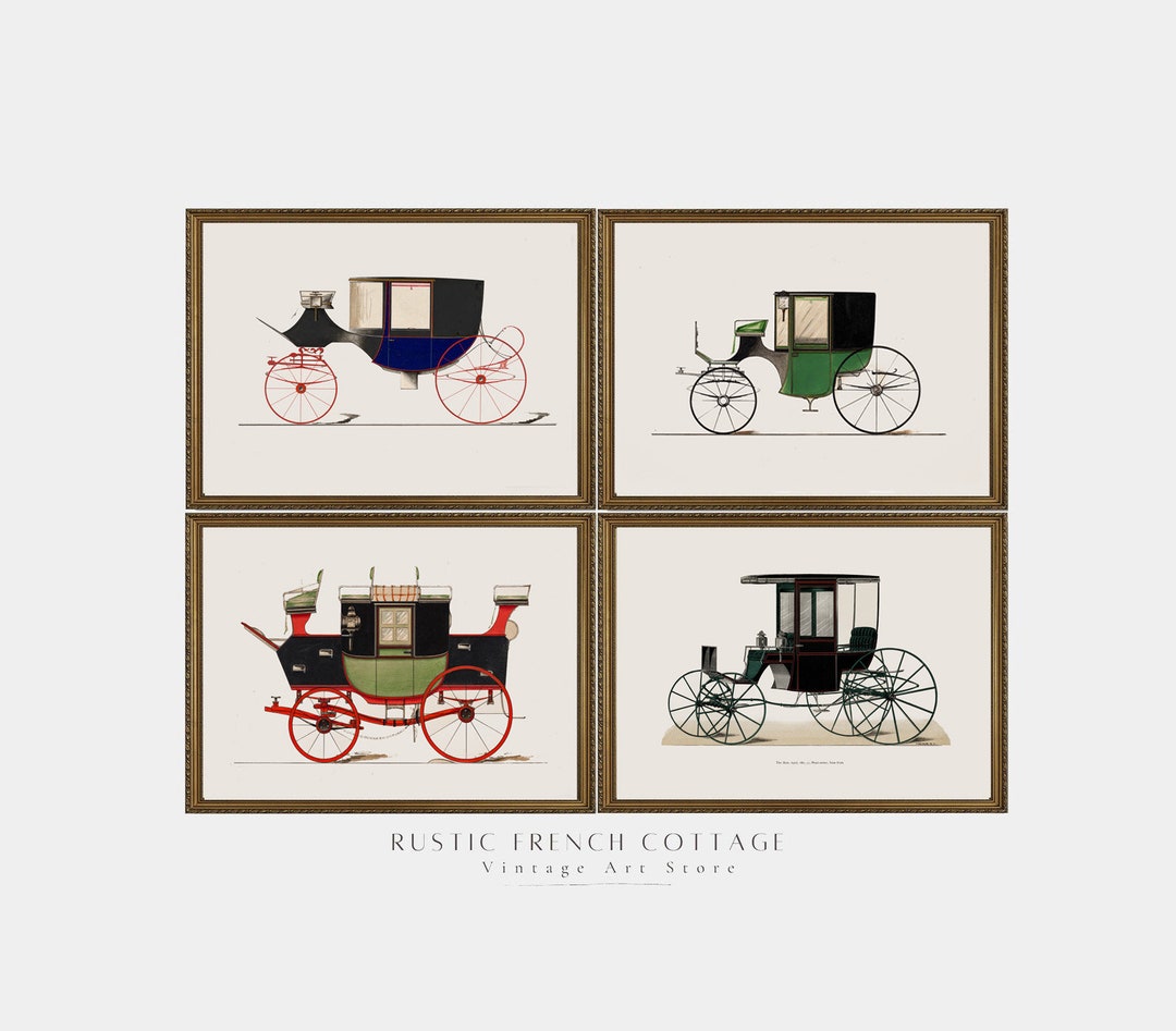 Antique Prints Set Vintage Carriage Art Vintage Horse Carriage Art ...
