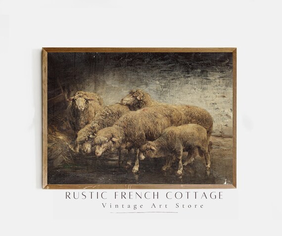 Vintage Sheep Art Sheep Drawing Easter Wall Art Print | Etsy