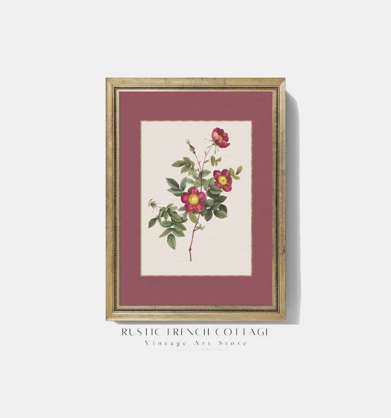 Rustic Red Roses Printable | Vintage Floral Download Art | Farmhouse ...