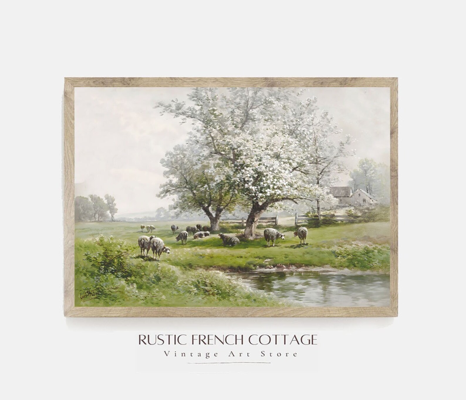 Spring Countryside Print Rustic Vintage Art Landscape With - Etsy
