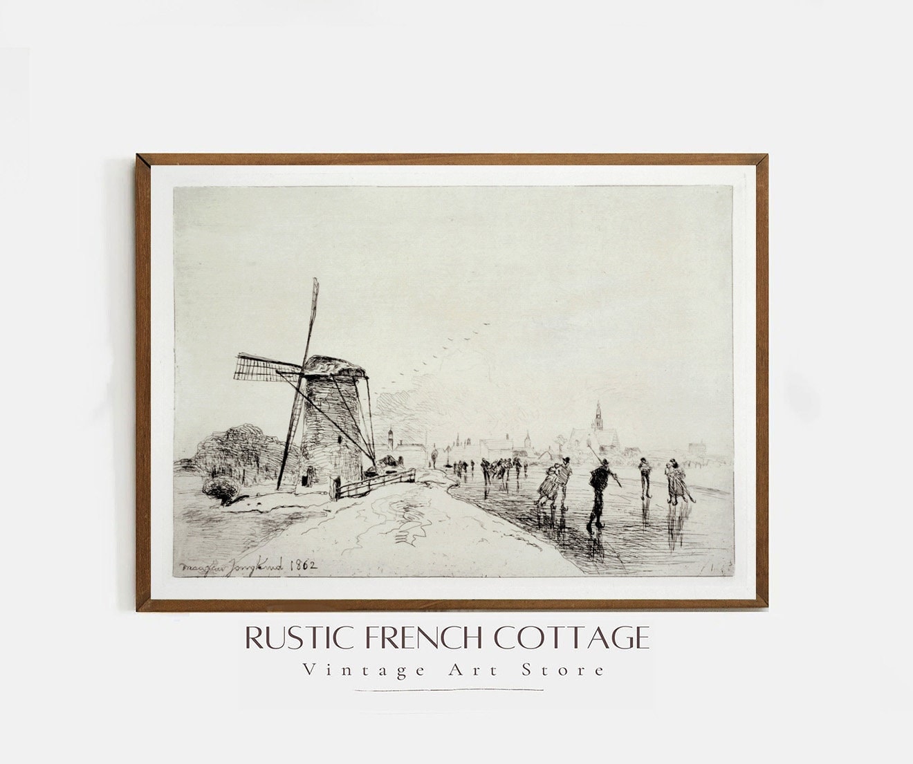 Vintage Mill Landscape Sketch, Farm Wall Decor, Mill Painting, PRINTED ...