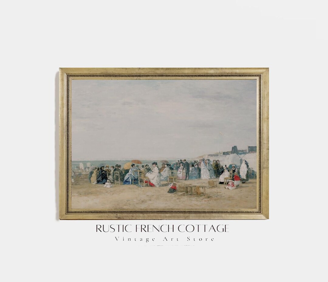 Retro Beach Scene Print | Coastal Wall Art | Antique Seascape ...