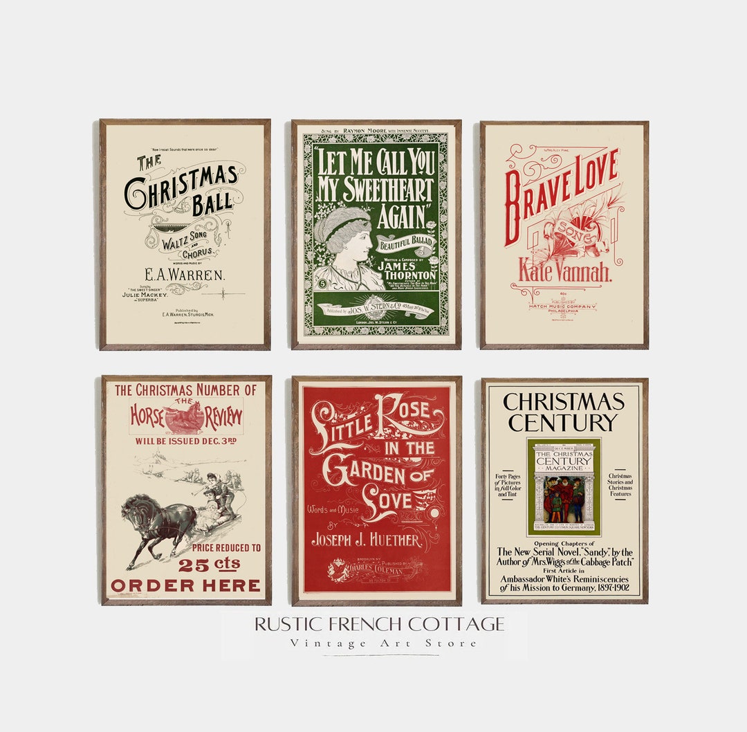 Set of 6 Vintage Posters | Vintage Christmas Advertising Art | Vintage ...
