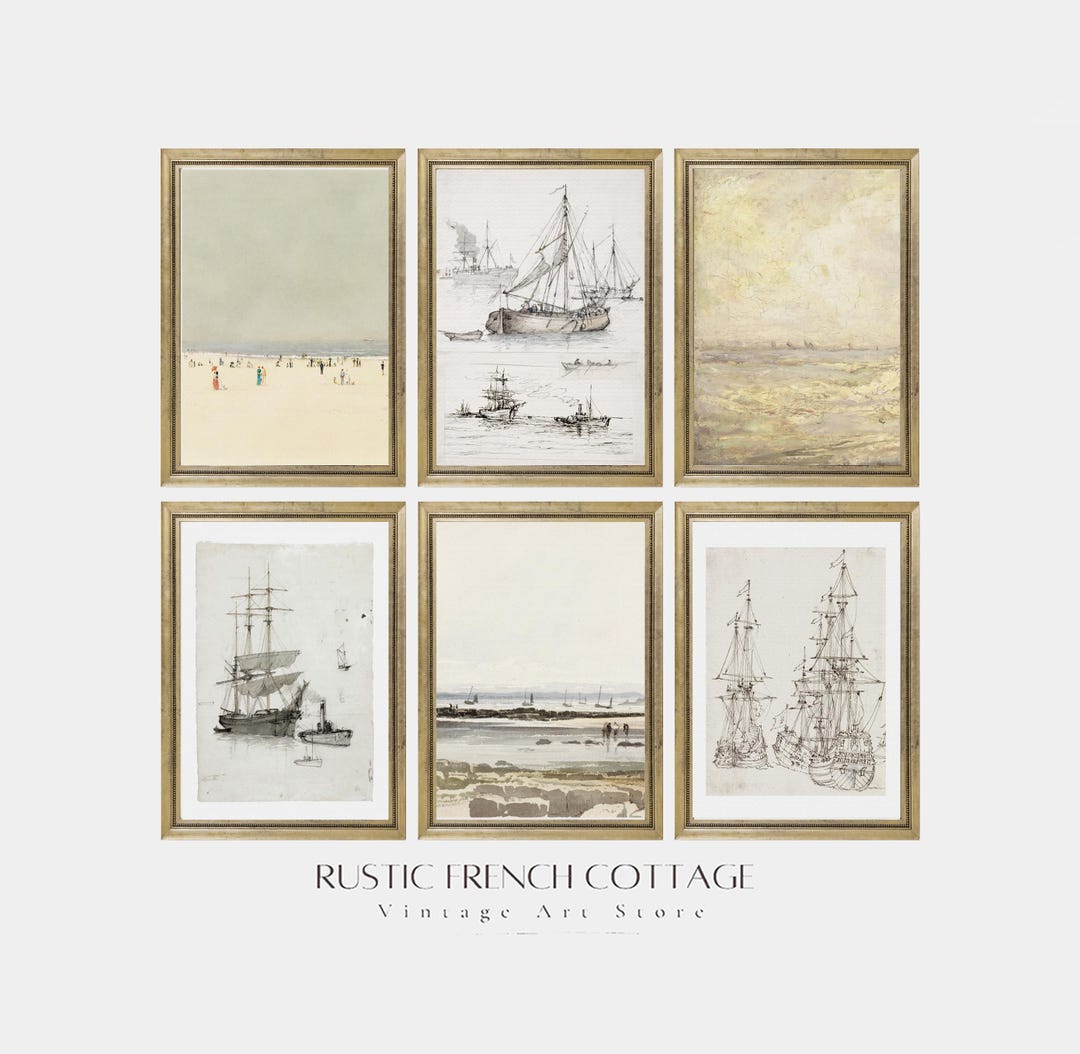 Vintage Nautical Wall Art | Antique Ship Illustrations | Maritime ...