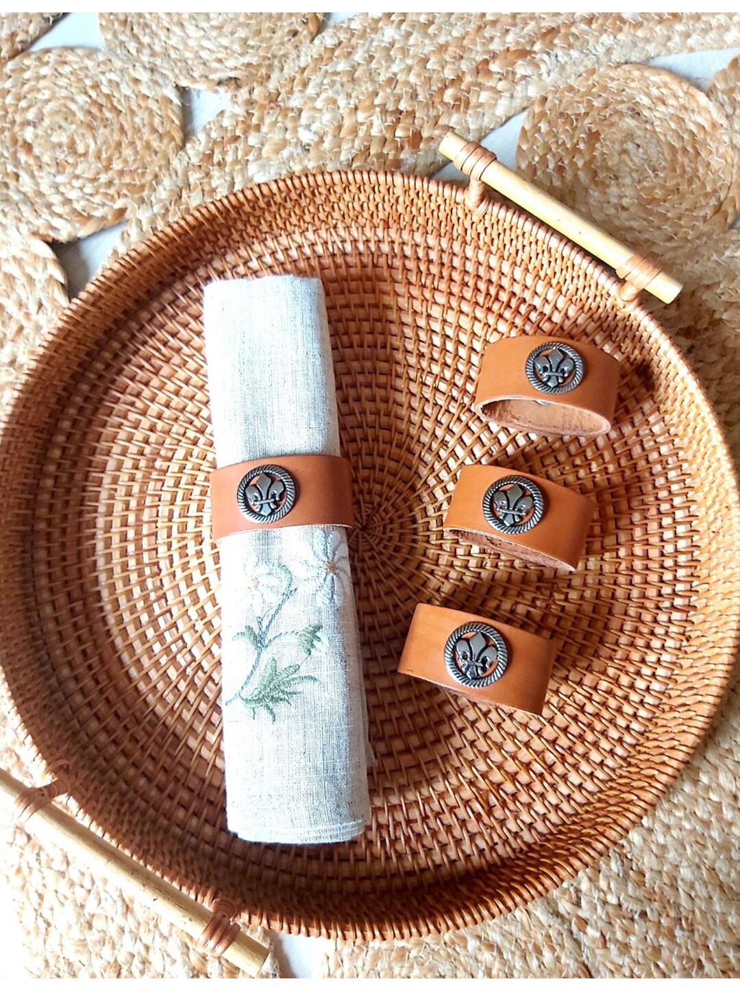 INDIVIDUAL NAPKIN HOLDER in Bovine Leather. pack 4 Units. for ...