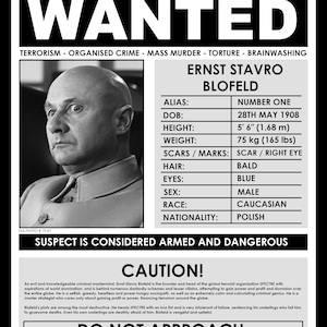James Bond Wanted Posters Collection A3 A4 Size - Goldfinger, Blofeld ...