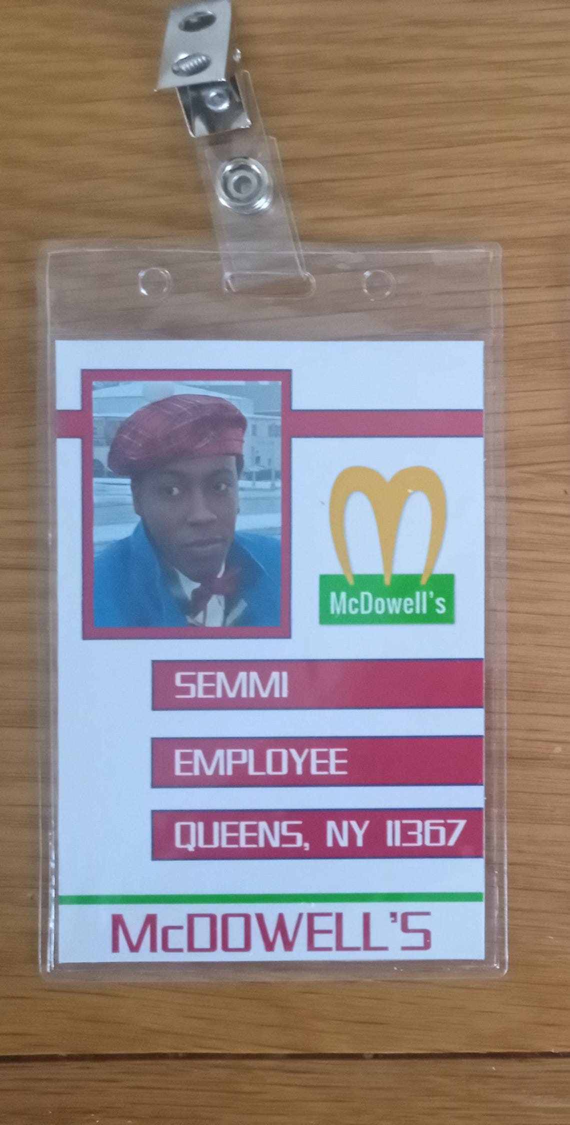 Coming to America Mcdowell's Employee - Clip-on ID Photo Pass Badge Set ...