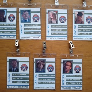 Stargate Movie - SG-1 - Atlantis Crew - Clip-on ID Photo Pass Badge Set ...
