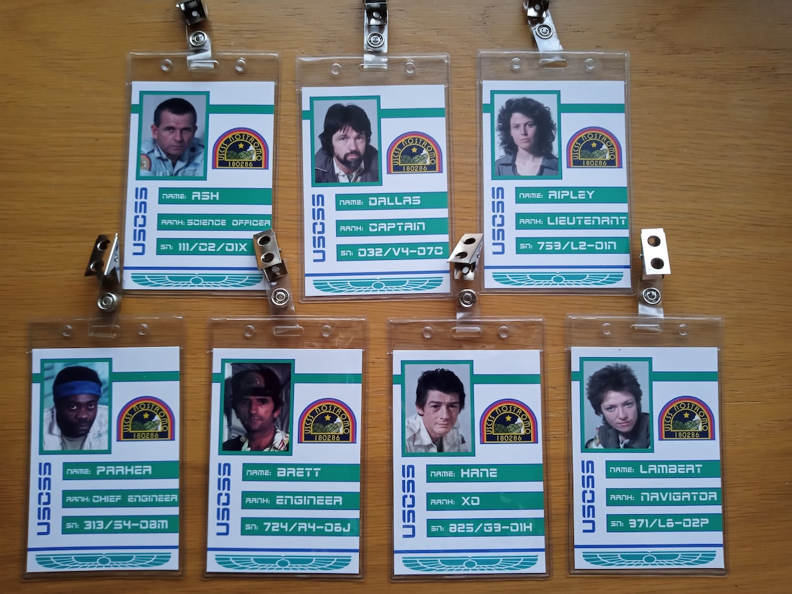 Alien USCSS Nostromo Crew Clip-on ID Photo Pass Badge Set - Etsy UK
