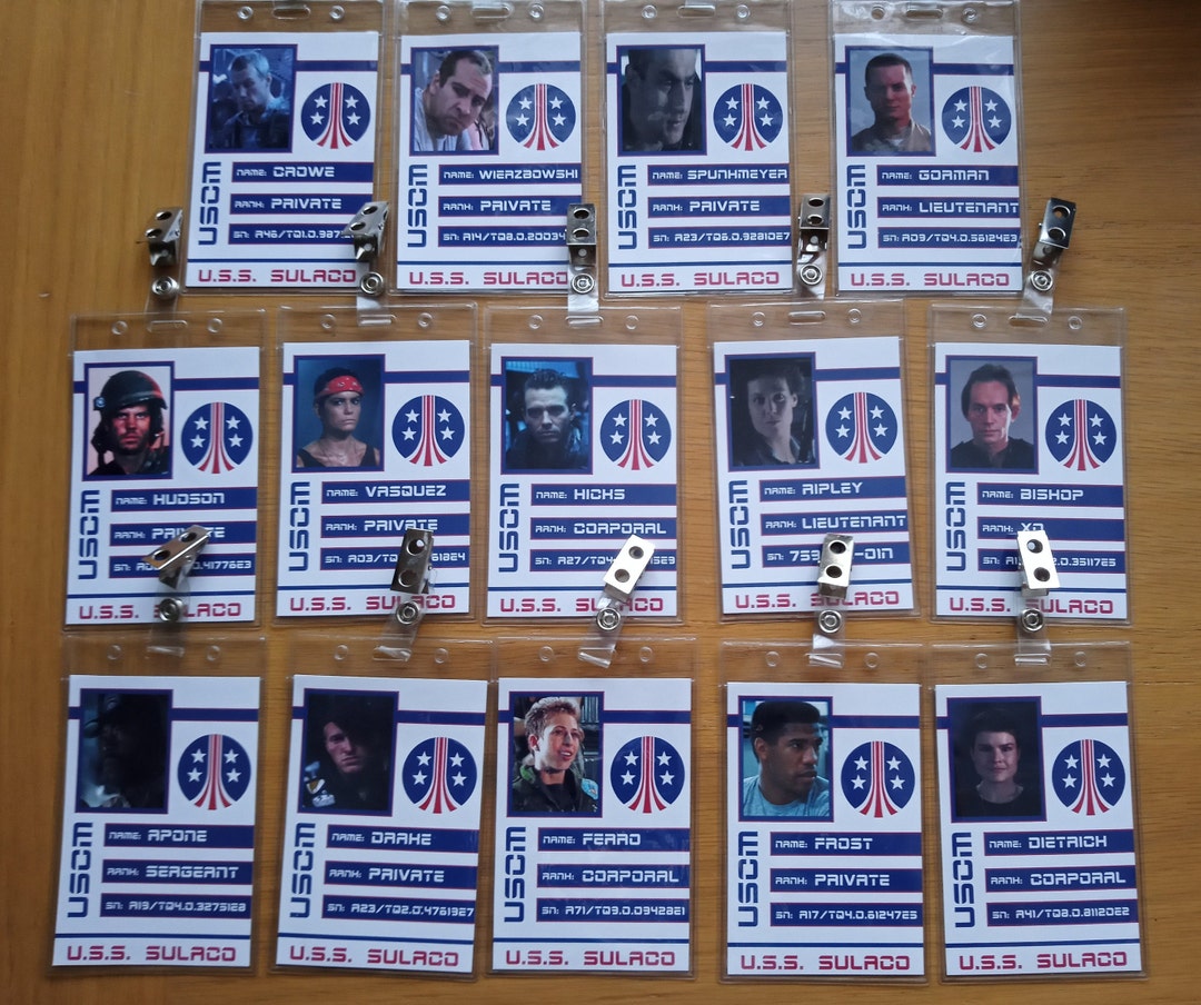 Aliens Colonial Marines - Clip-on ID Photo Pass Badge Set Prop ...
