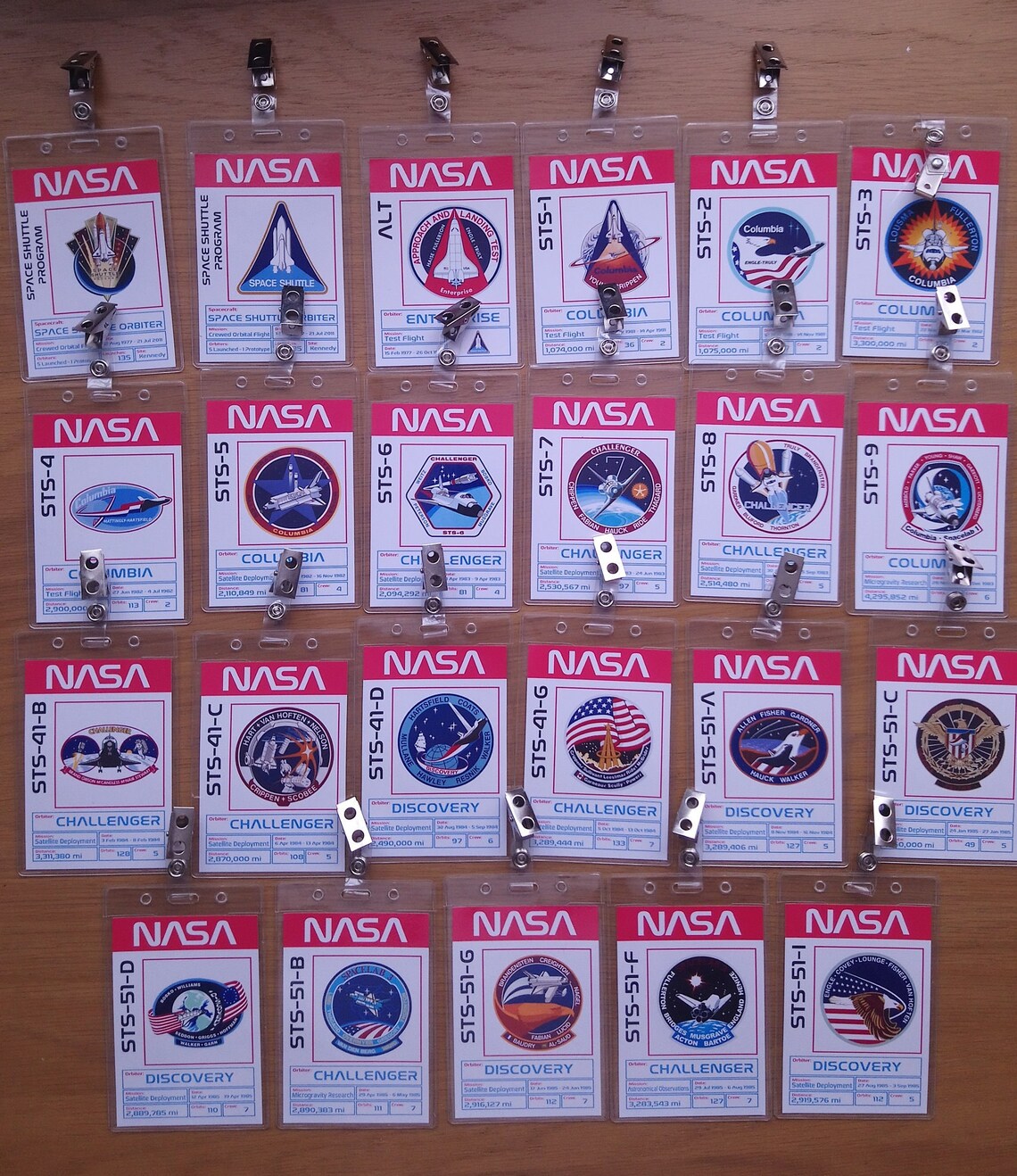 NASA Space Shuttle Program Sts-1 to Sts-66 Clip-on ID Photo - Etsy UK