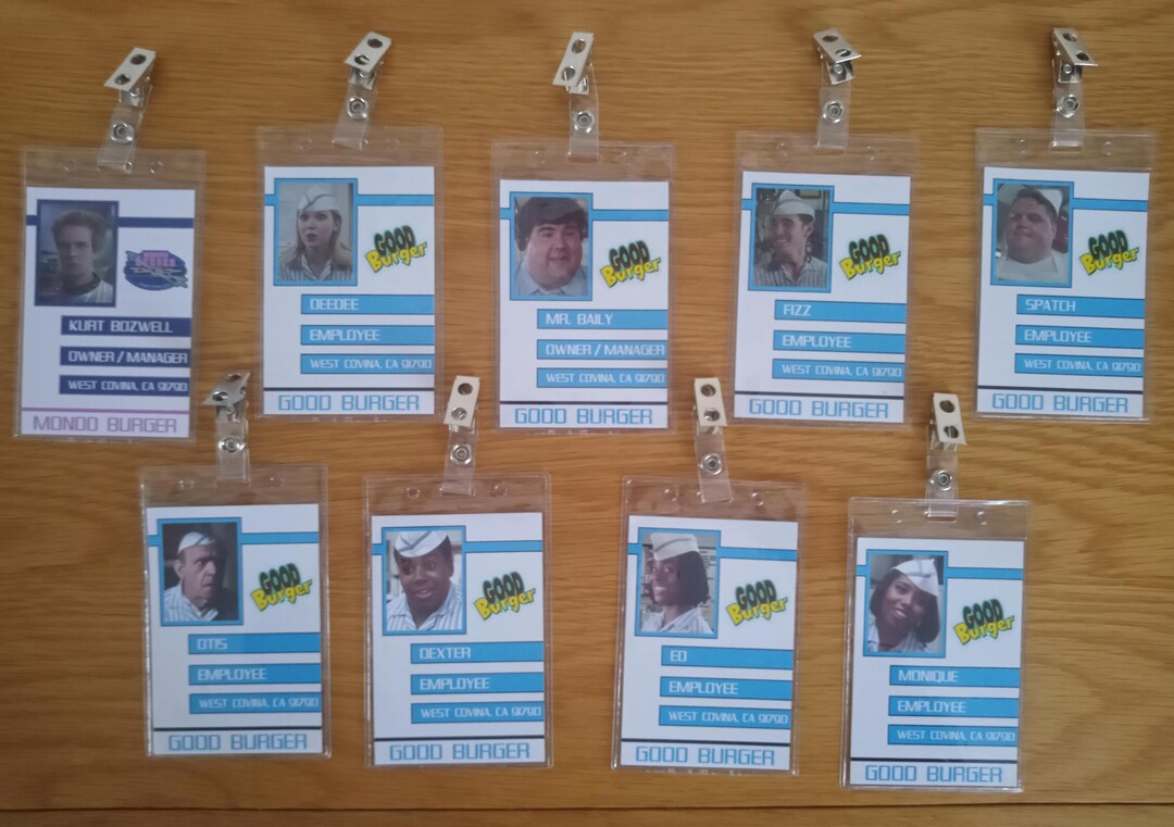 Good Burger Employee - Clip-on ID Photo Pass Badge Set Prop Collection ...