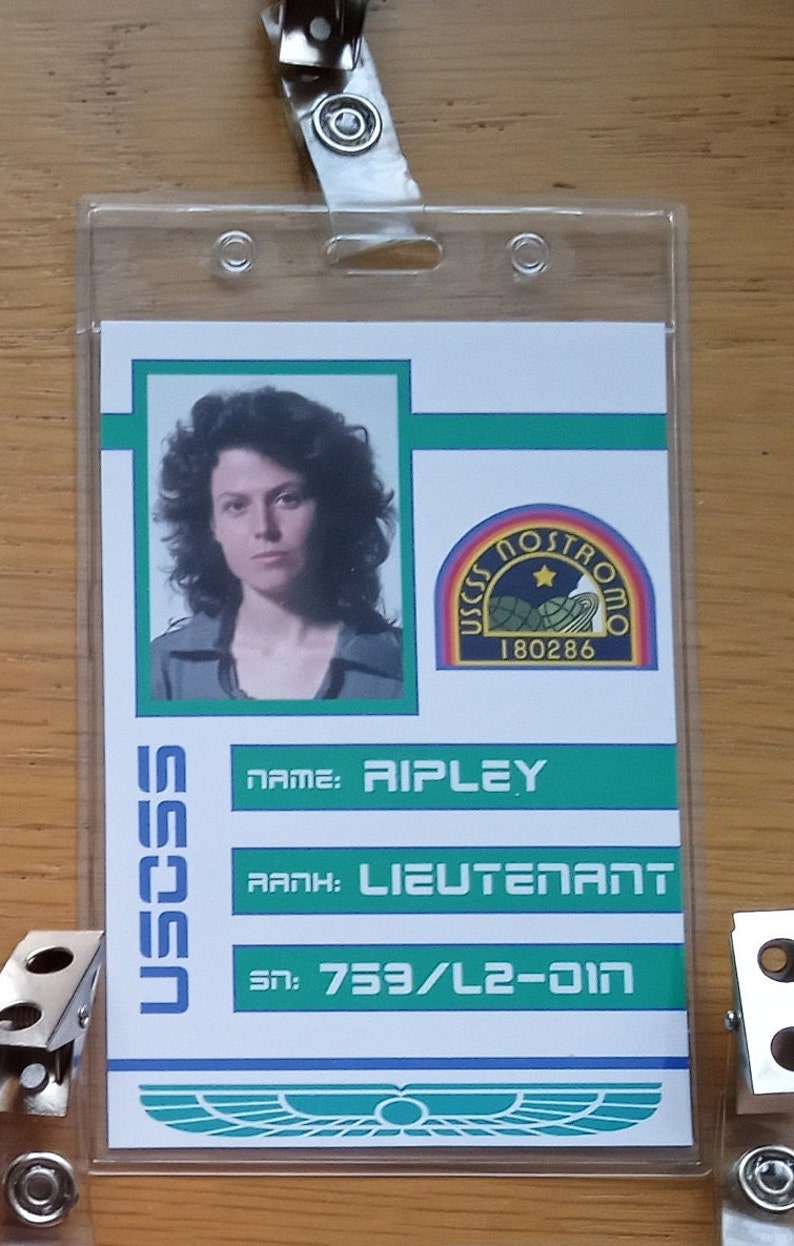 Alien USCSS Nostromo Crew - Clip-on ID Photo Pass Badge Set Prop ...