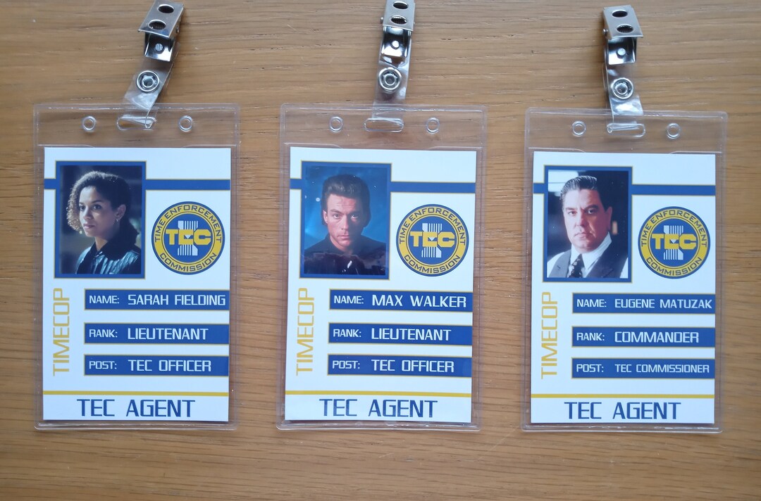 Timecop TEC Officer - Clip-on ID Photo Pass Badge Set Prop Collection ...