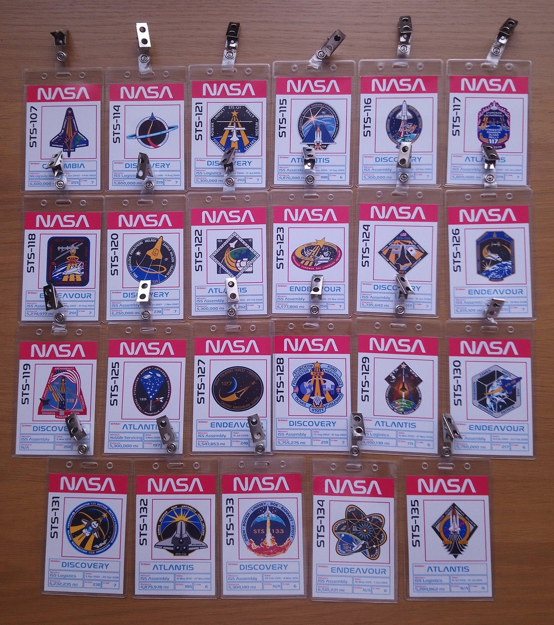 NASA Space Shuttle Program Sts-1 to Sts-66 Clip-on ID Photo - Etsy UK