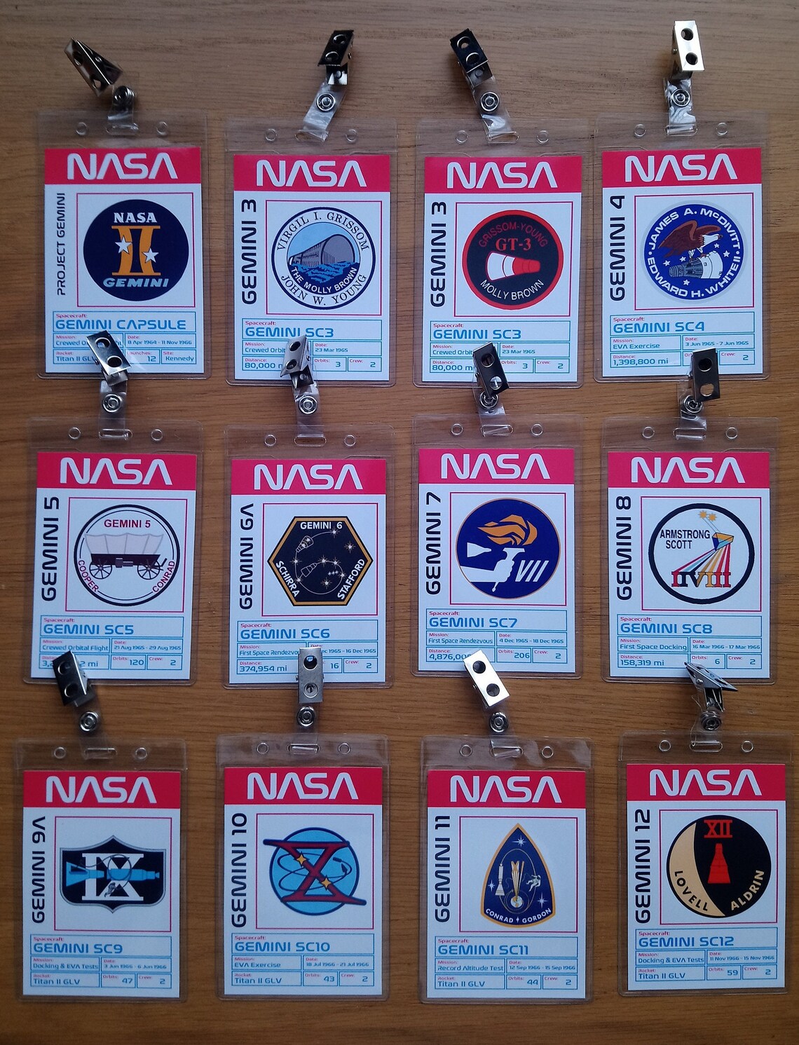 NASA Gemini Program Clip-on ID Photo Pass Badge Set Prop - Etsy