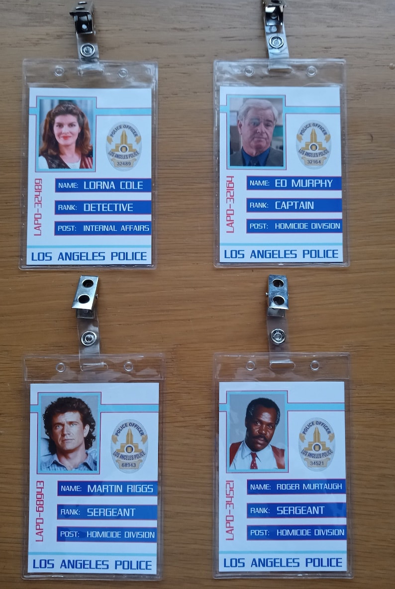 Lethal Weapon Officer - Clip-on ID Photo Pass Badge Set Prop Collection ...