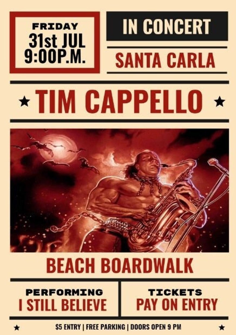 The Lost Boys - Tim Cappello Concert Poster A4 A3 - Etsy