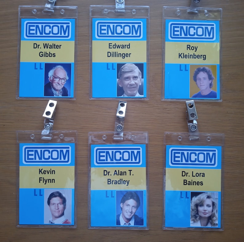TRON Encom Employee - Clip-on ID Photo Pass Badge Set Prop Collection ...