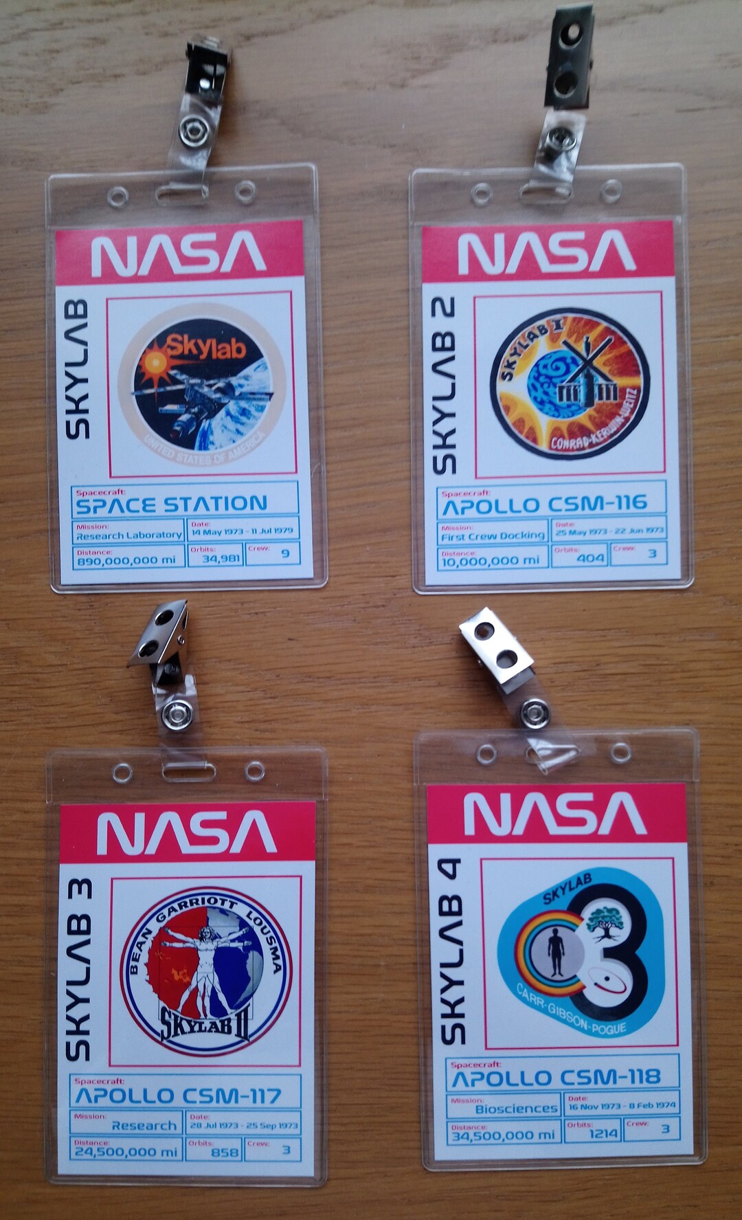 NASA Skylab Program - Clip-on ID Photo Pass Badge Set Prop Collection ...