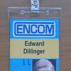 TRON Encom Employee - Clip-on ID Photo Pass Badge Set Prop Collection ...