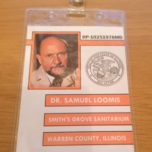 Dr Samuel 'sam' Loomis - Halloween Clip-on ID Photo Pass Badge Set Prop ...