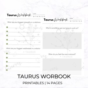 Taurus Zodiac Workbook | Horoscope Diary | Astrology Planner | Zodiac ...