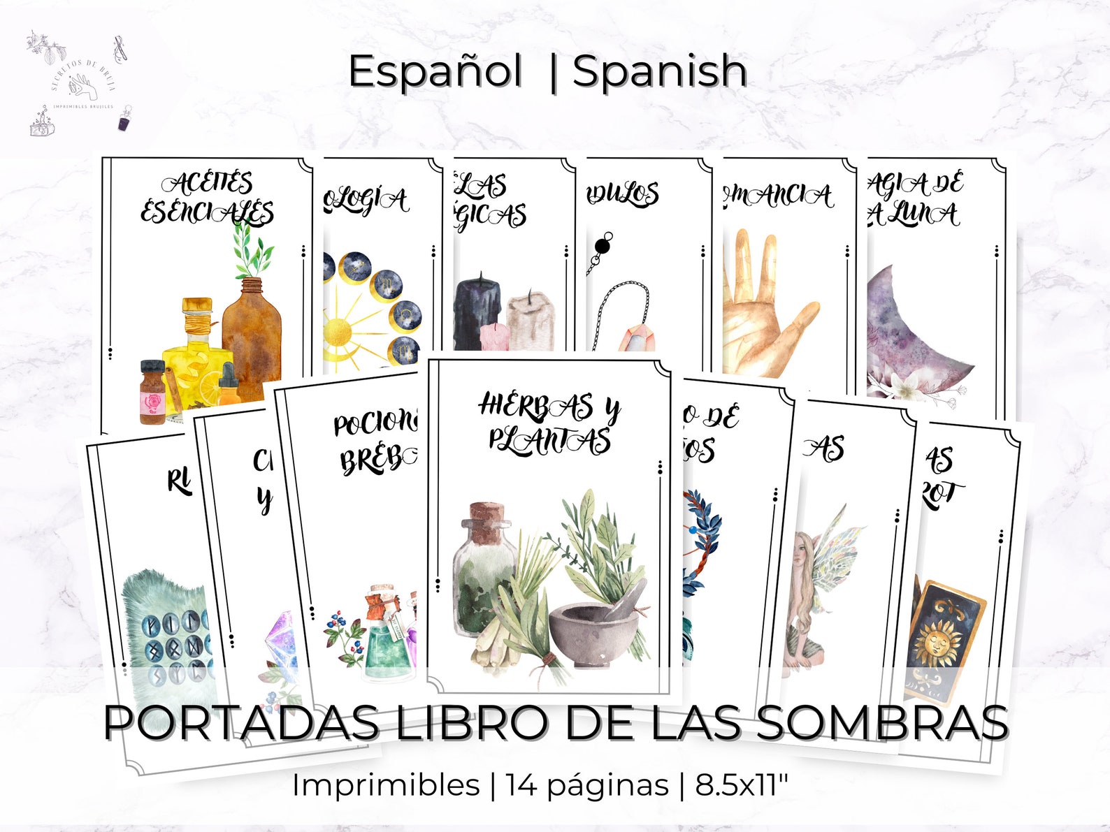 Book of Shadows Covers Spanish | Grimoire Cover | Printable Grimoire ...