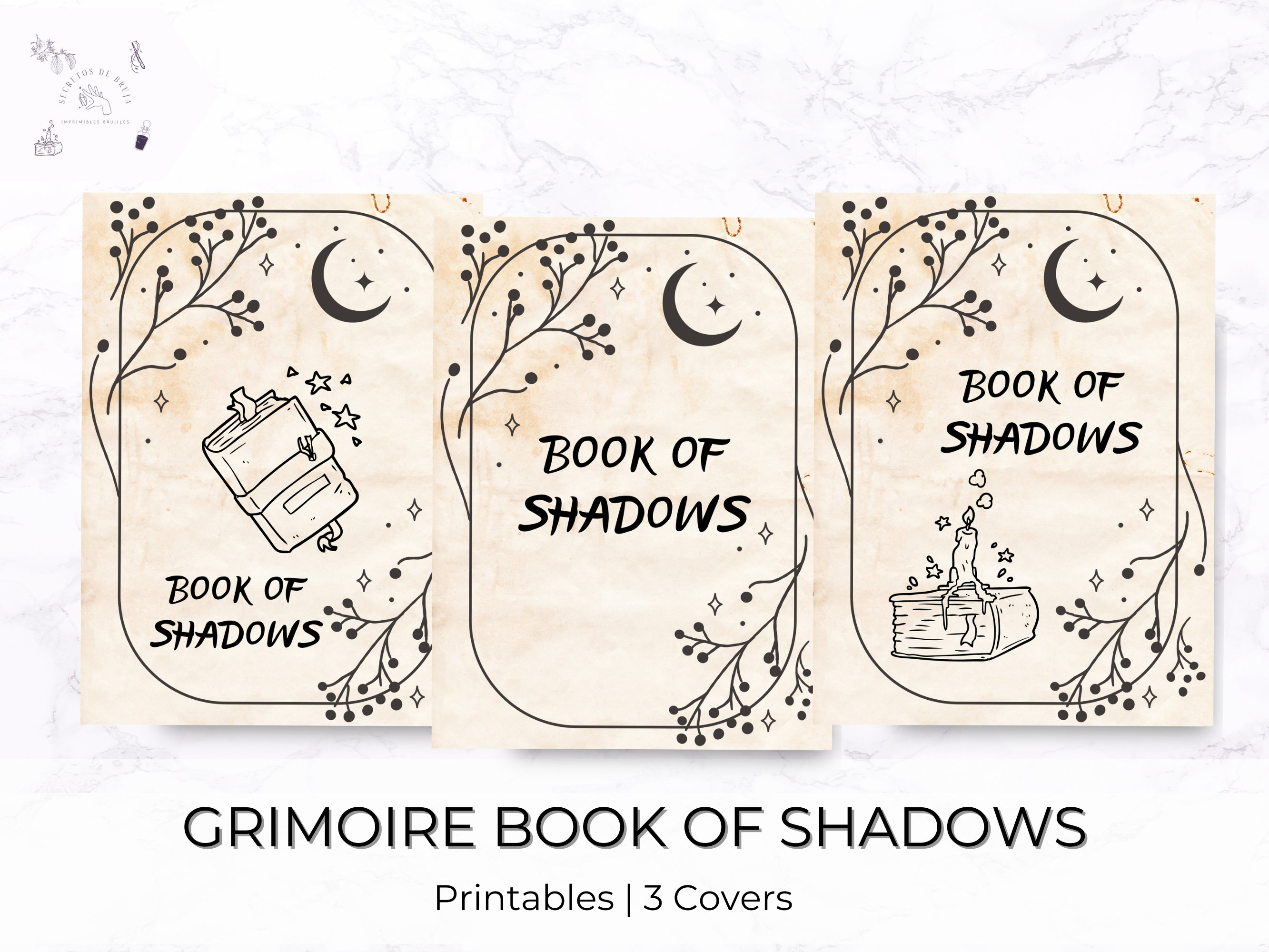 Book of Shadows Cover and Title Pages | Grimoire Cover | Vintage ...